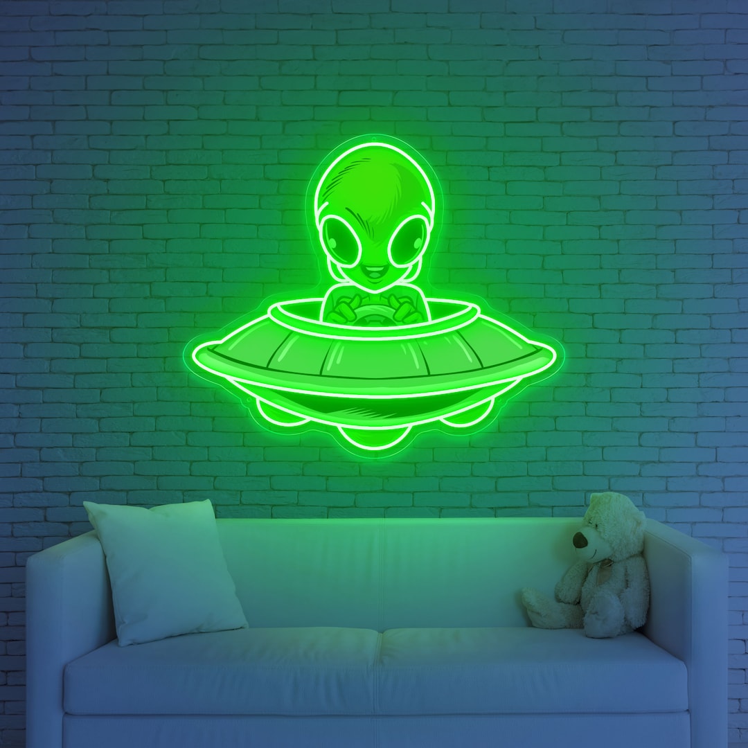 Alien Neon Sign,ufo Alien Print UV Neon Light Sign,spaceship Neon Sign ...