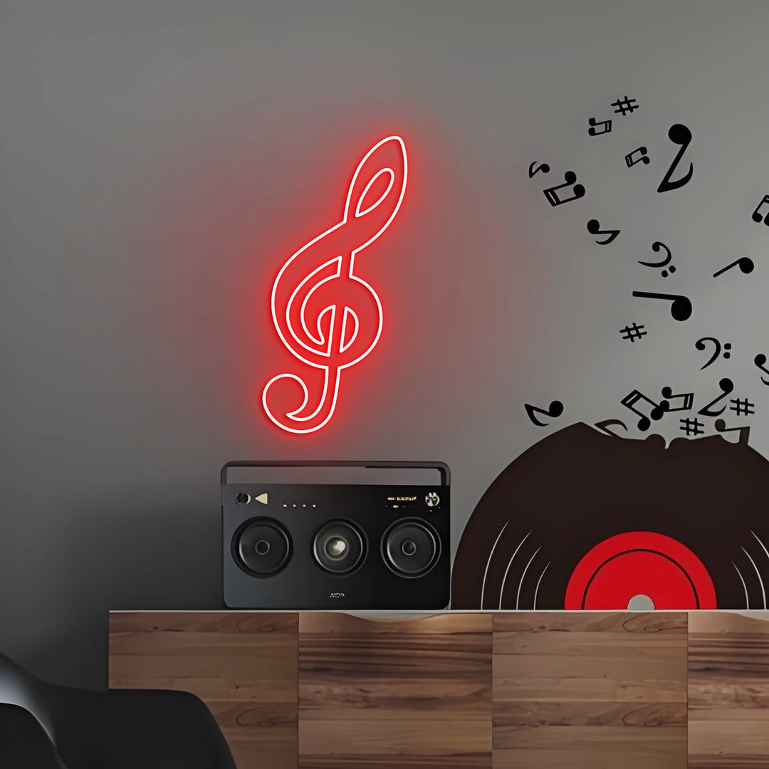 Music Note Neon Sign, Music Note Sign Light Decor, Musical Symbol Neon ...