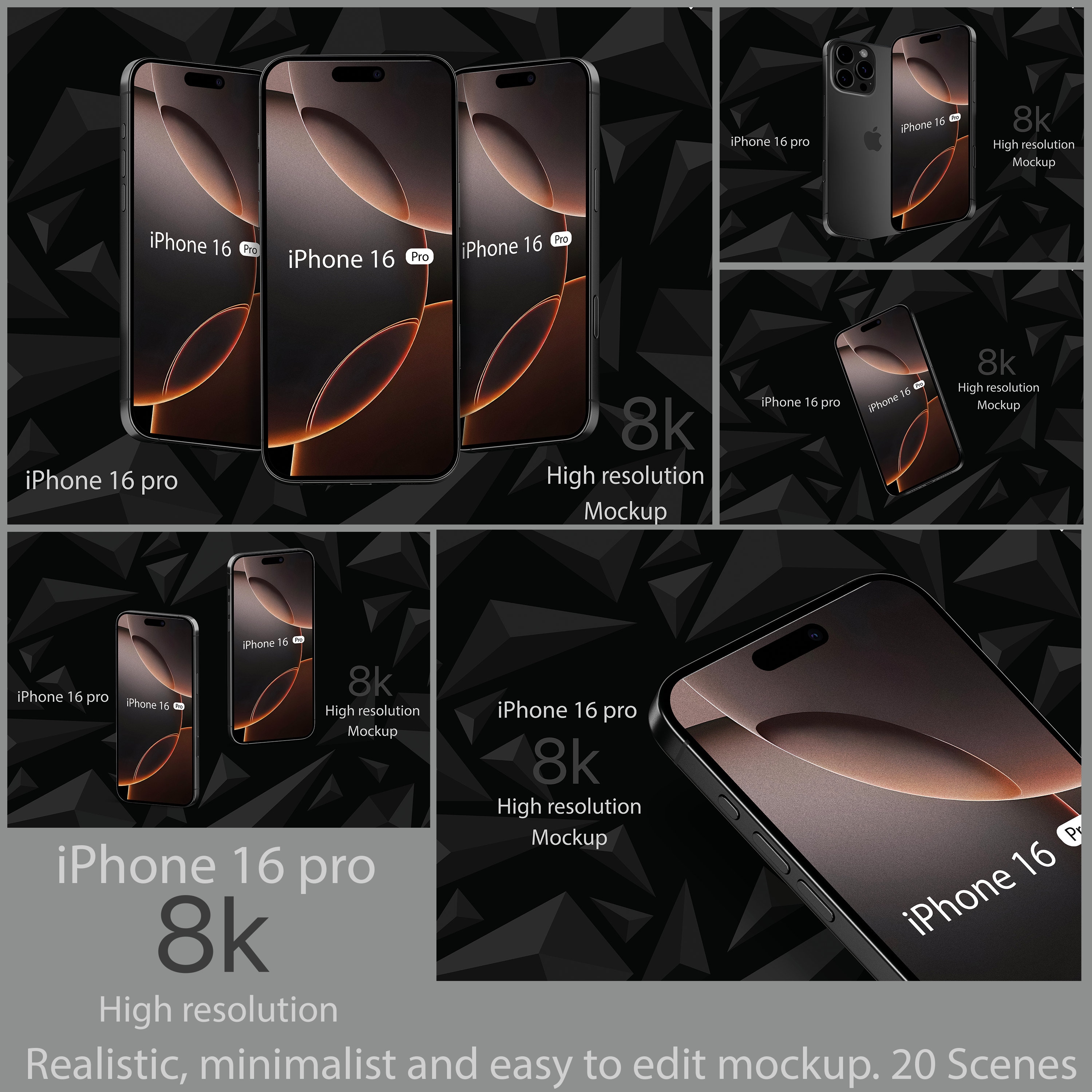 IPhone 16 Pro Mockups - 8K High Resolution - 20 Scenes - PSD Files - Etsy