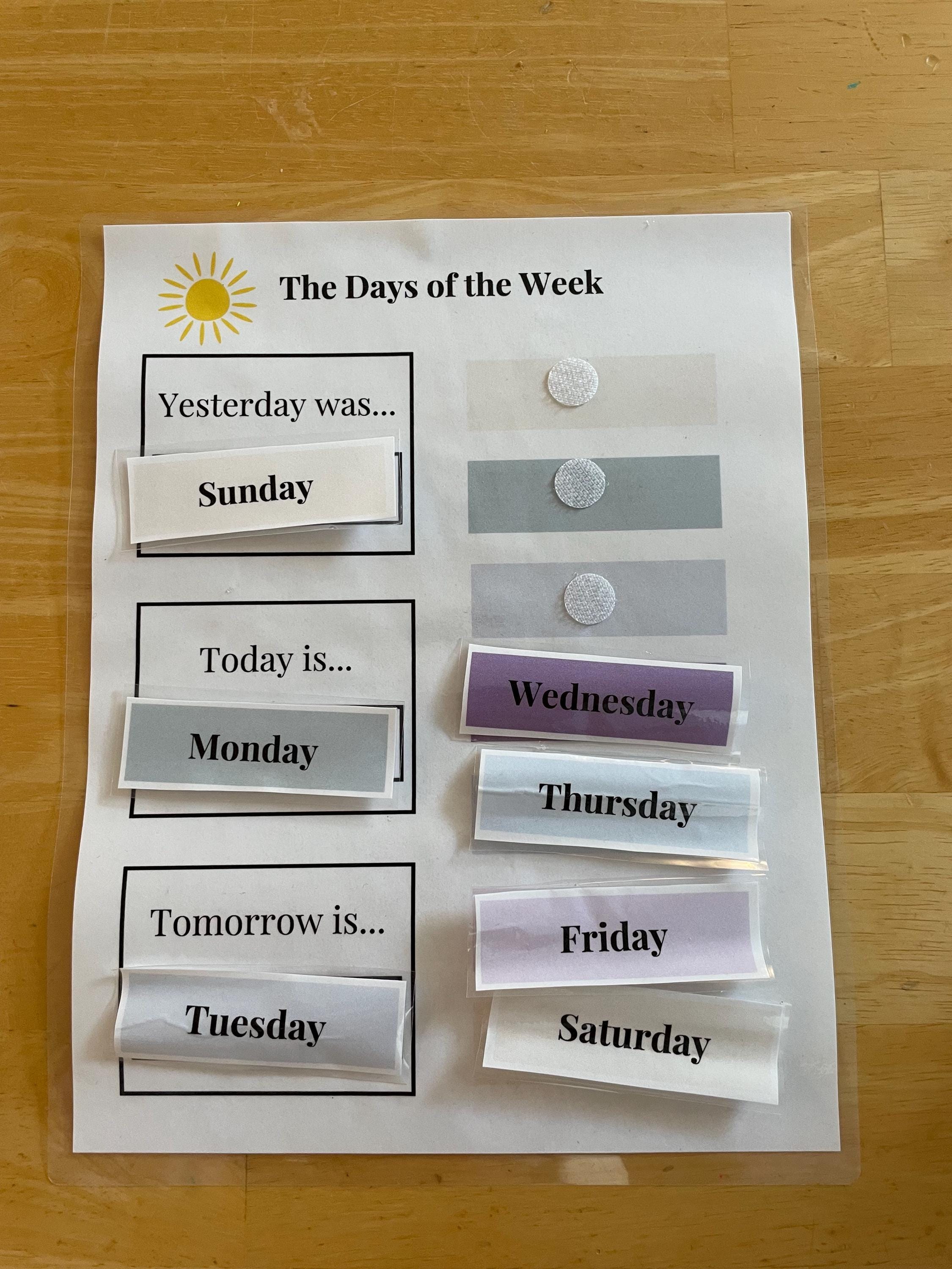 Days of the Week Interactive Activity - Digital Download for Kids | DIY ...