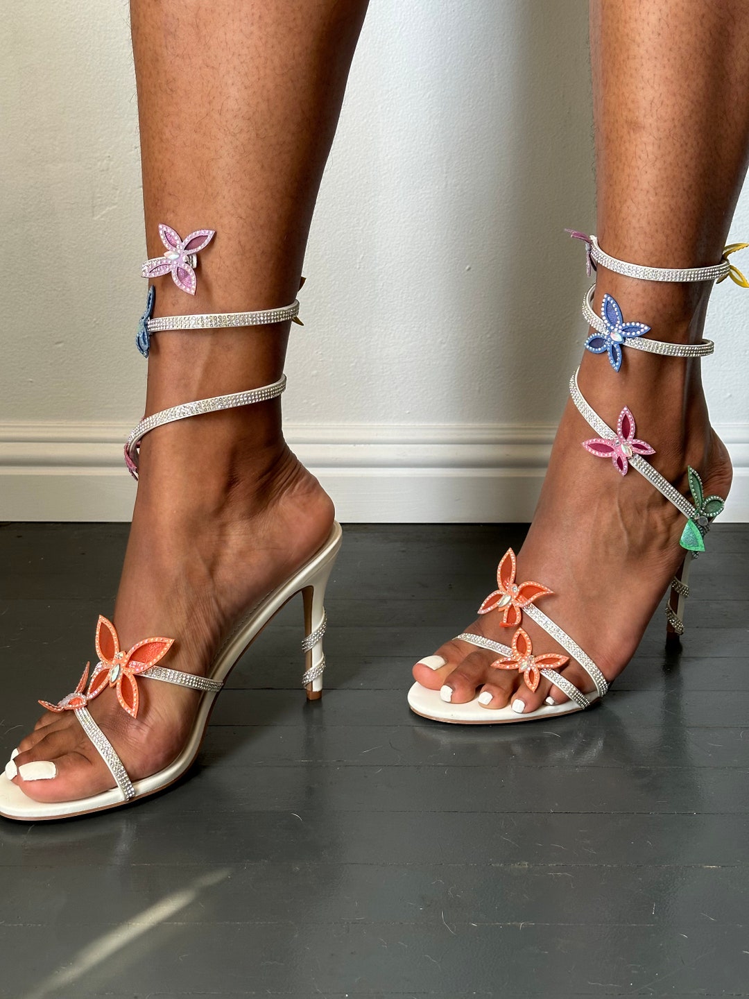 Butterfly Sandal Heels, Women Pumps, Fairy Heels, Wrap Around Heels ...