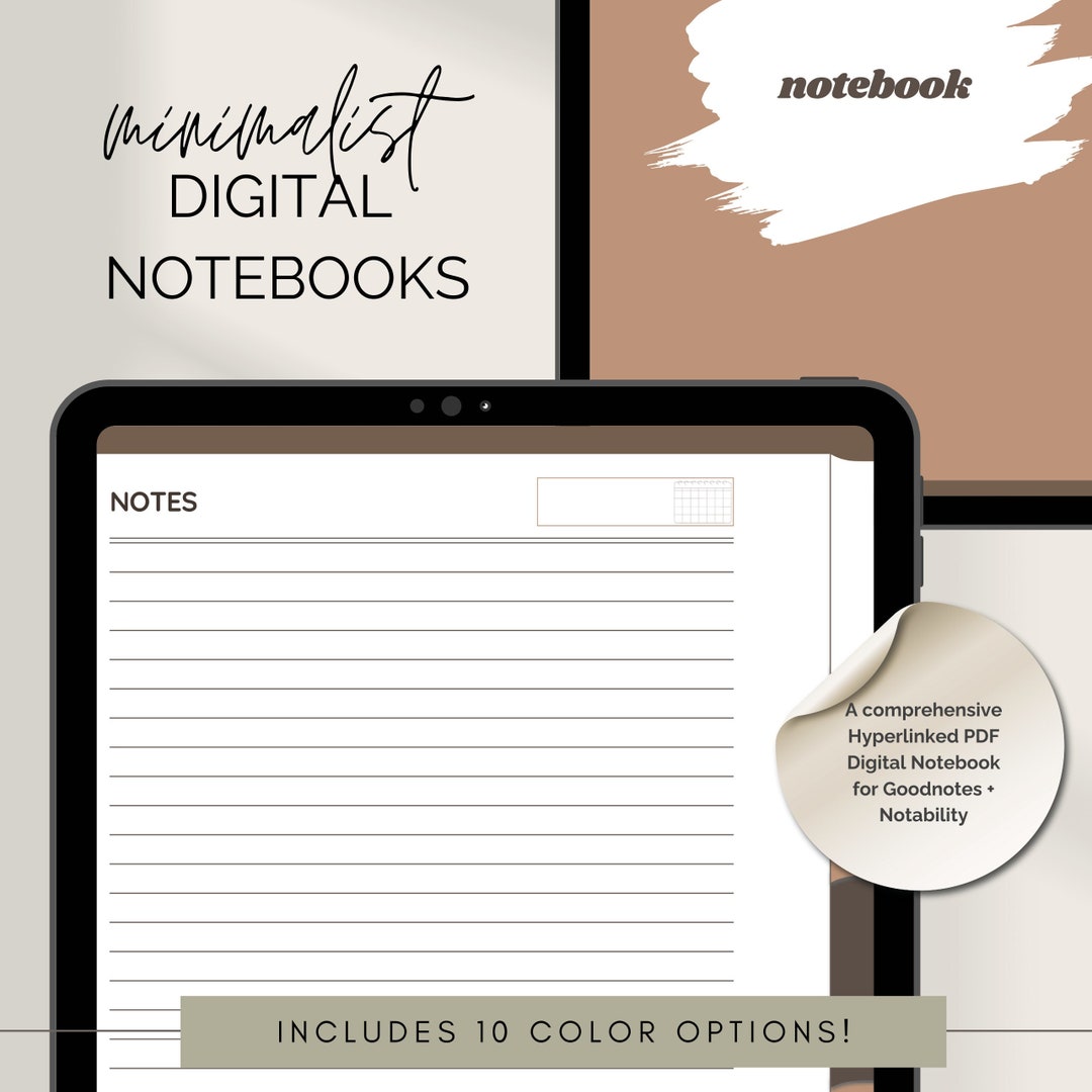 Portrait Digital Notebook With Tabs and Hyperlinks, Goodnotes Notebook ...