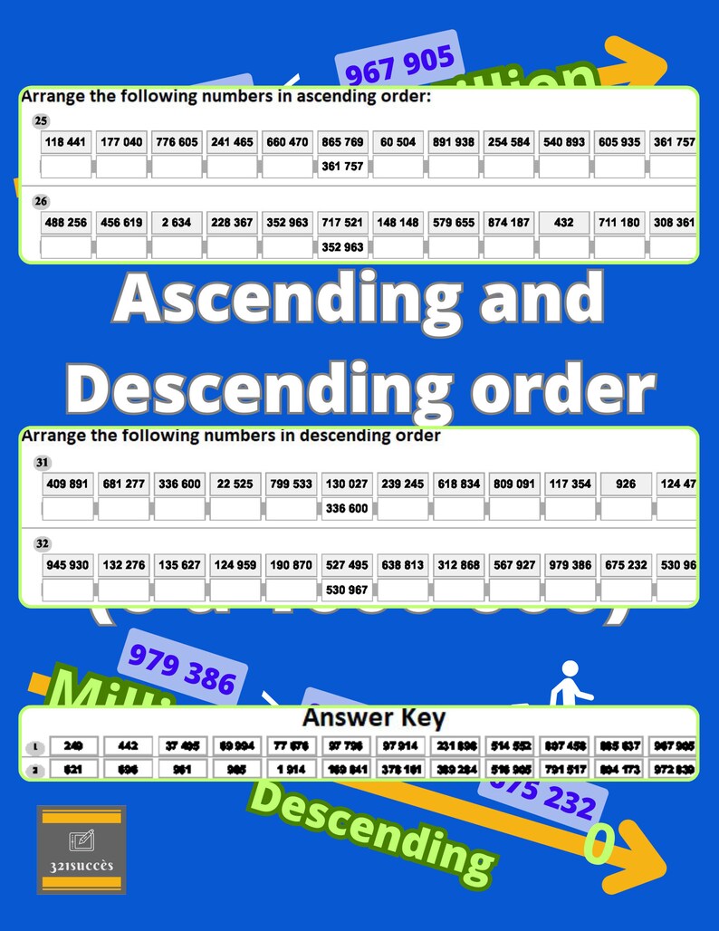 Ascending and Descending Order From 0 to 1 Million - Etsy