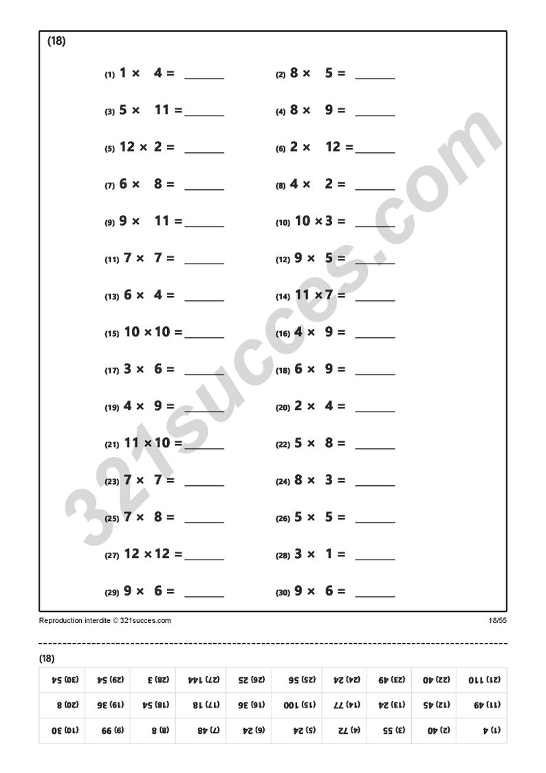Practice Multiplication Tables Math in French - Etsy Australia