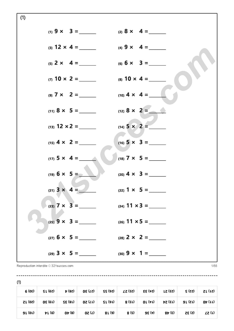 Practice Multiplication Tables Math in French - Etsy Australia