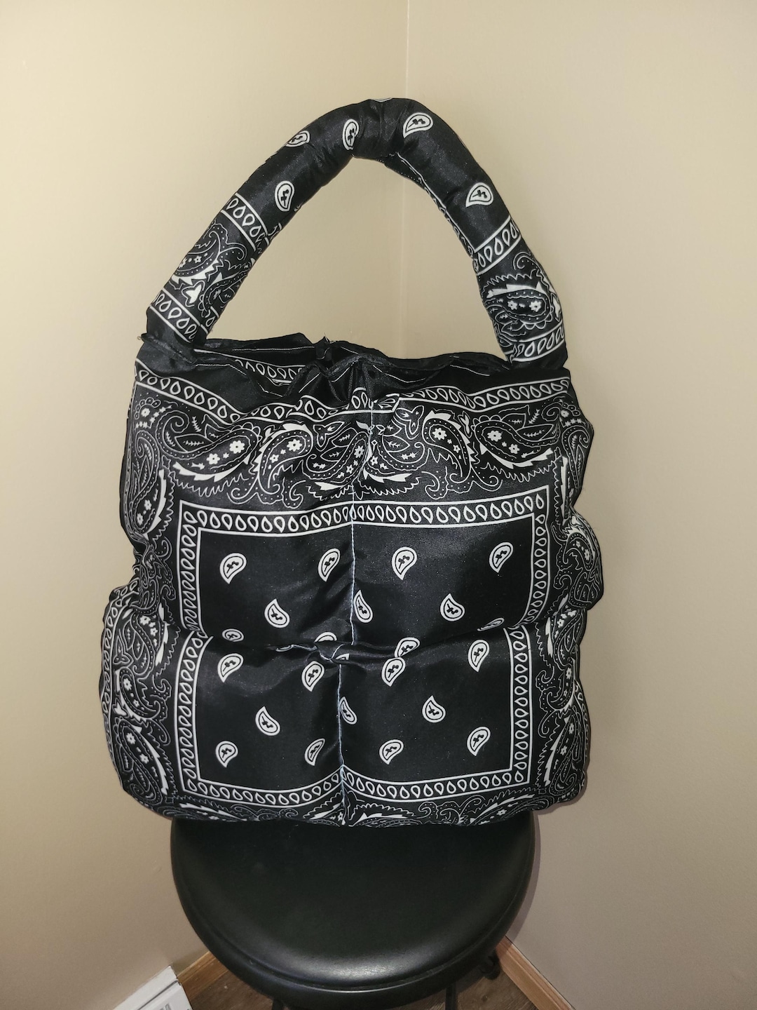 Handmade Puffer Bandana Tote Bag, Large Purse - Etsy