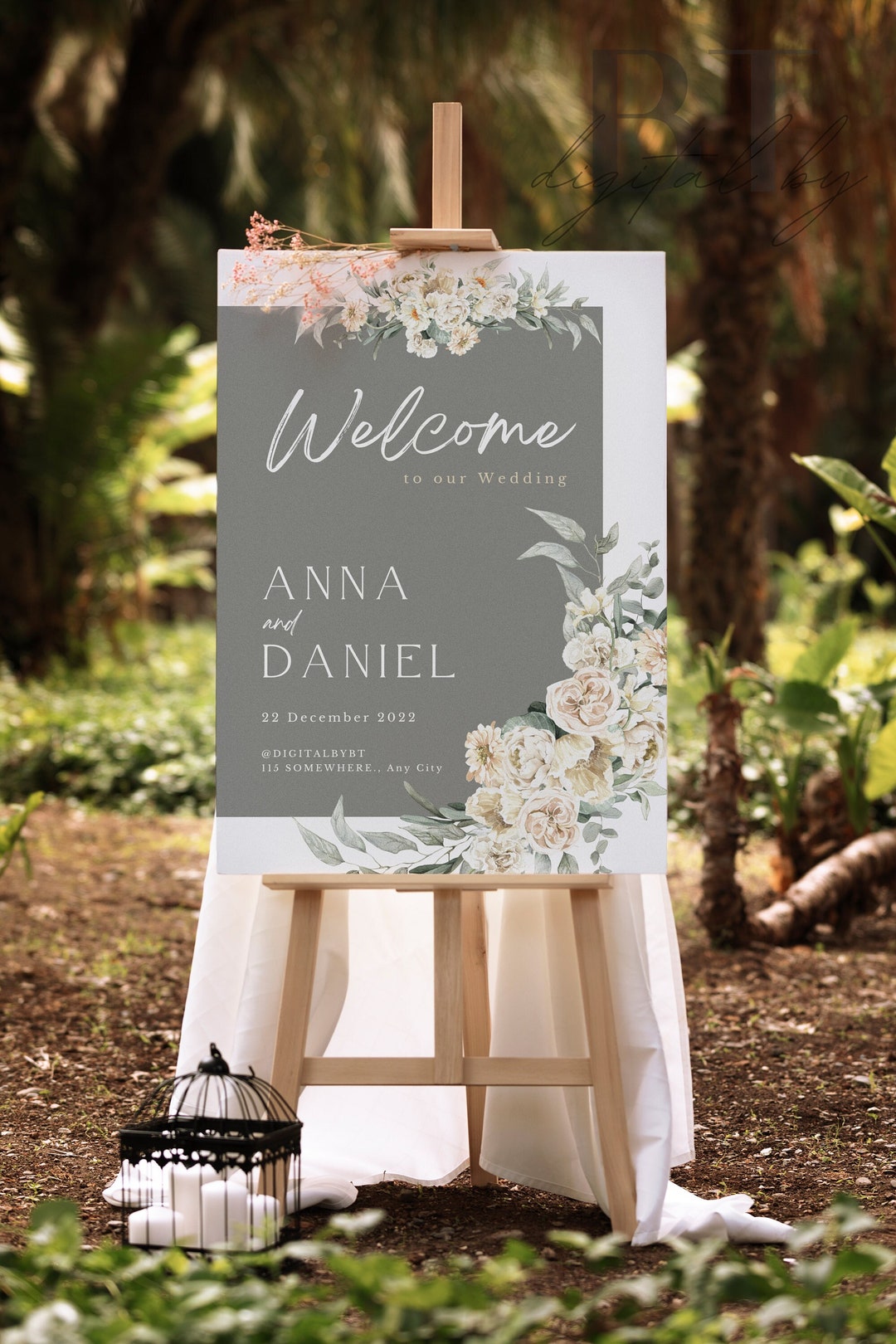 Elegant Digital Wedding Welcome Board Design | Custom Personalized ...