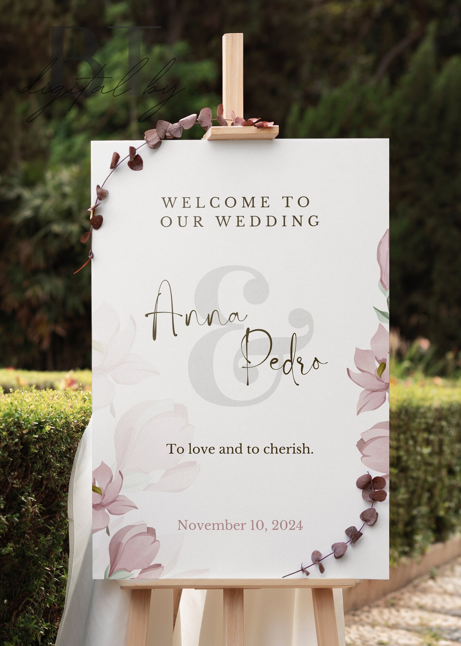 Elegant Rose Welcome Sign for Wedding - Welcome Board | Custom ...