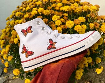 Custom Painted Sneakers With Monarch and Blue Morpho Butterflies ...