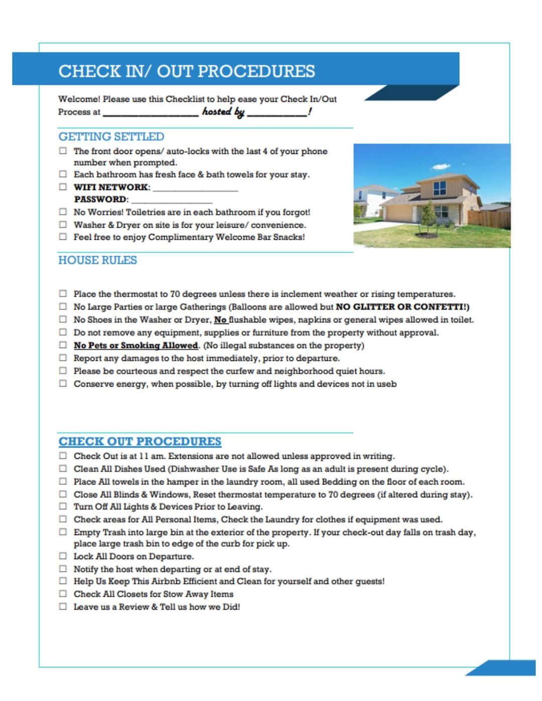 Airbnb Check in & Out Process List - Etsy