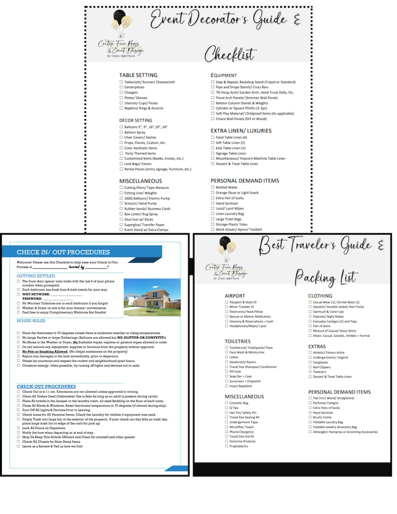 Event Decorator's Checklist - Etsy
