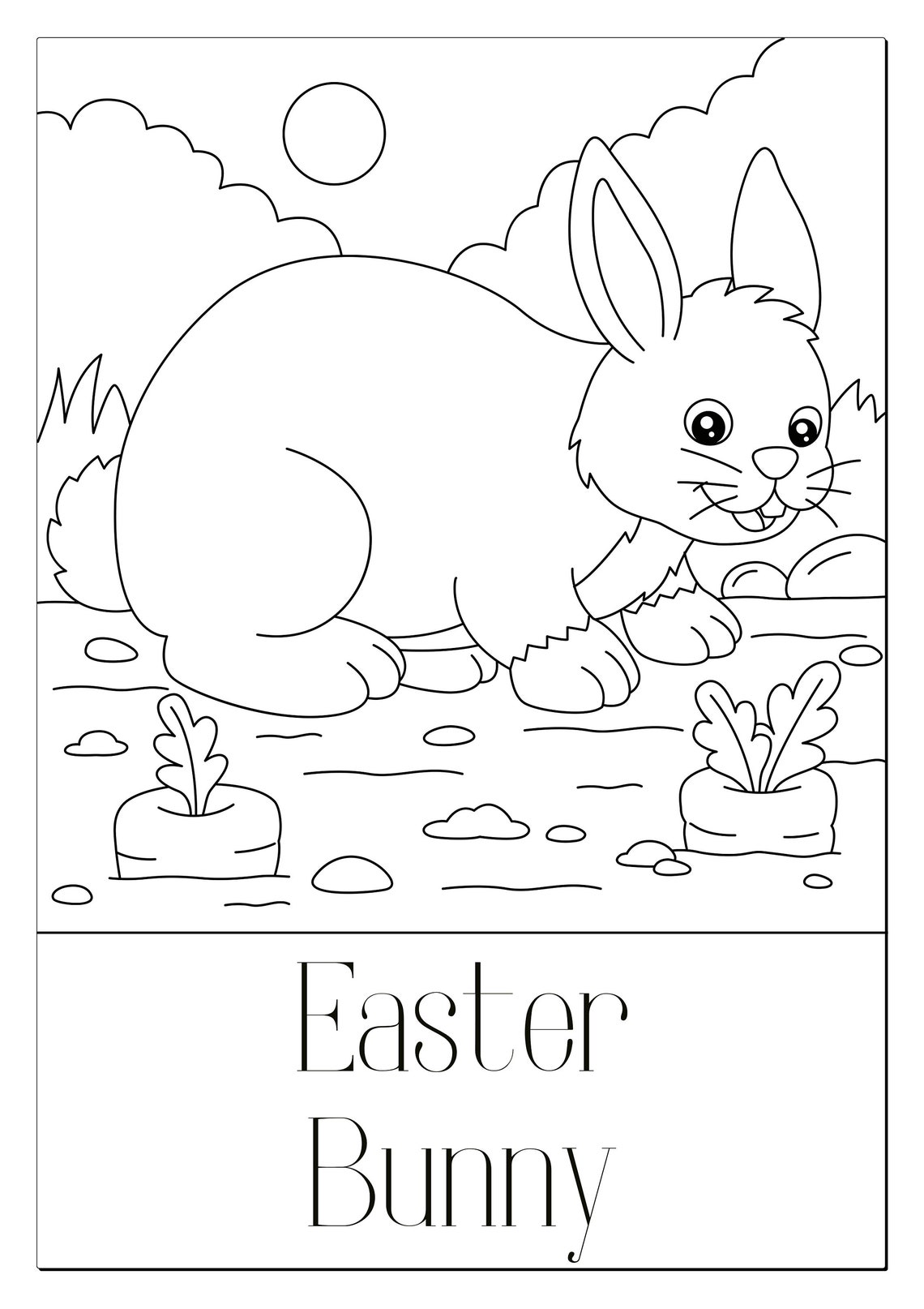 14 Pages Easter Cute Cartoon Spring Bunny Happy Easter Coloring Pages ...