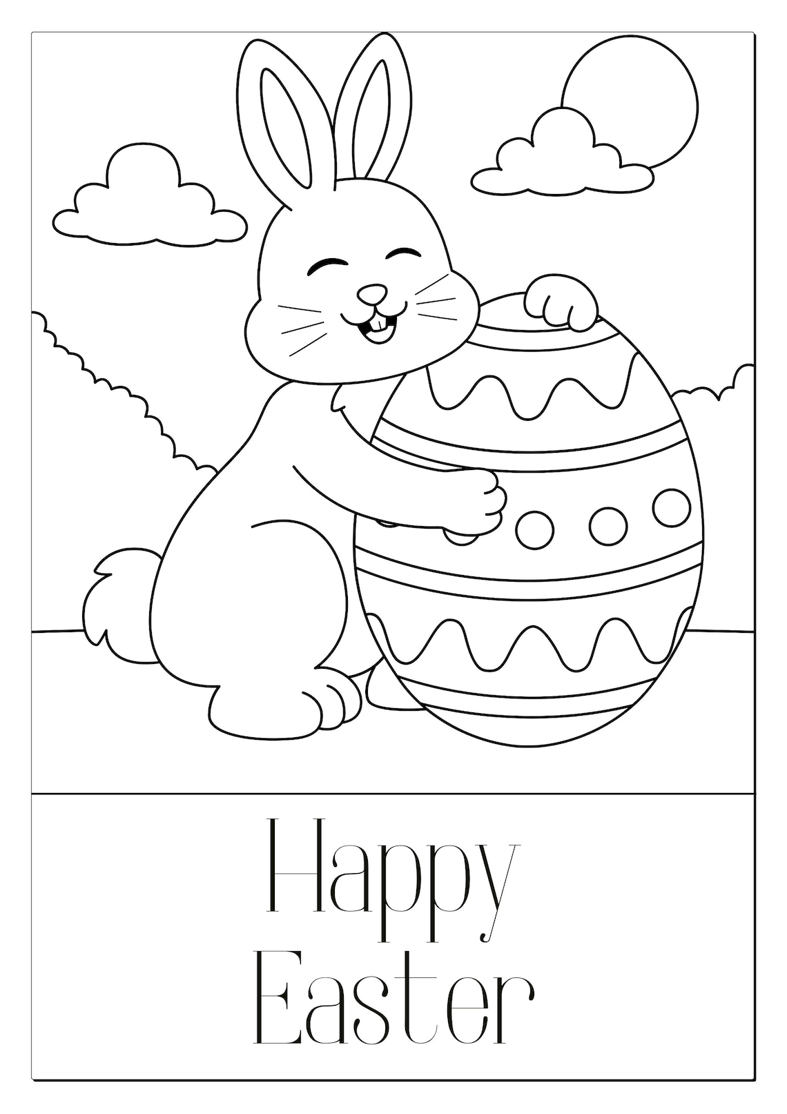 14 Pages Easter Cute Cartoon Spring Bunny Happy Easter Coloring Pages ...