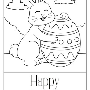 14 Pages Easter Cute Cartoon Spring Bunny Happy Easter Coloring Pages ...