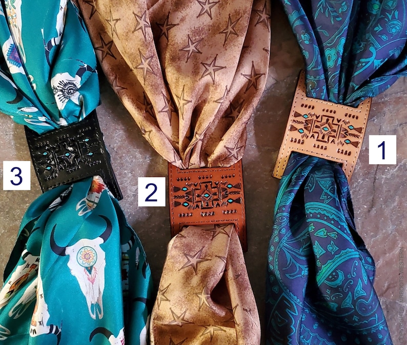 AU-SS09-X Leather Western Scarf Slide Southwestern Pattern - Etsy Canada