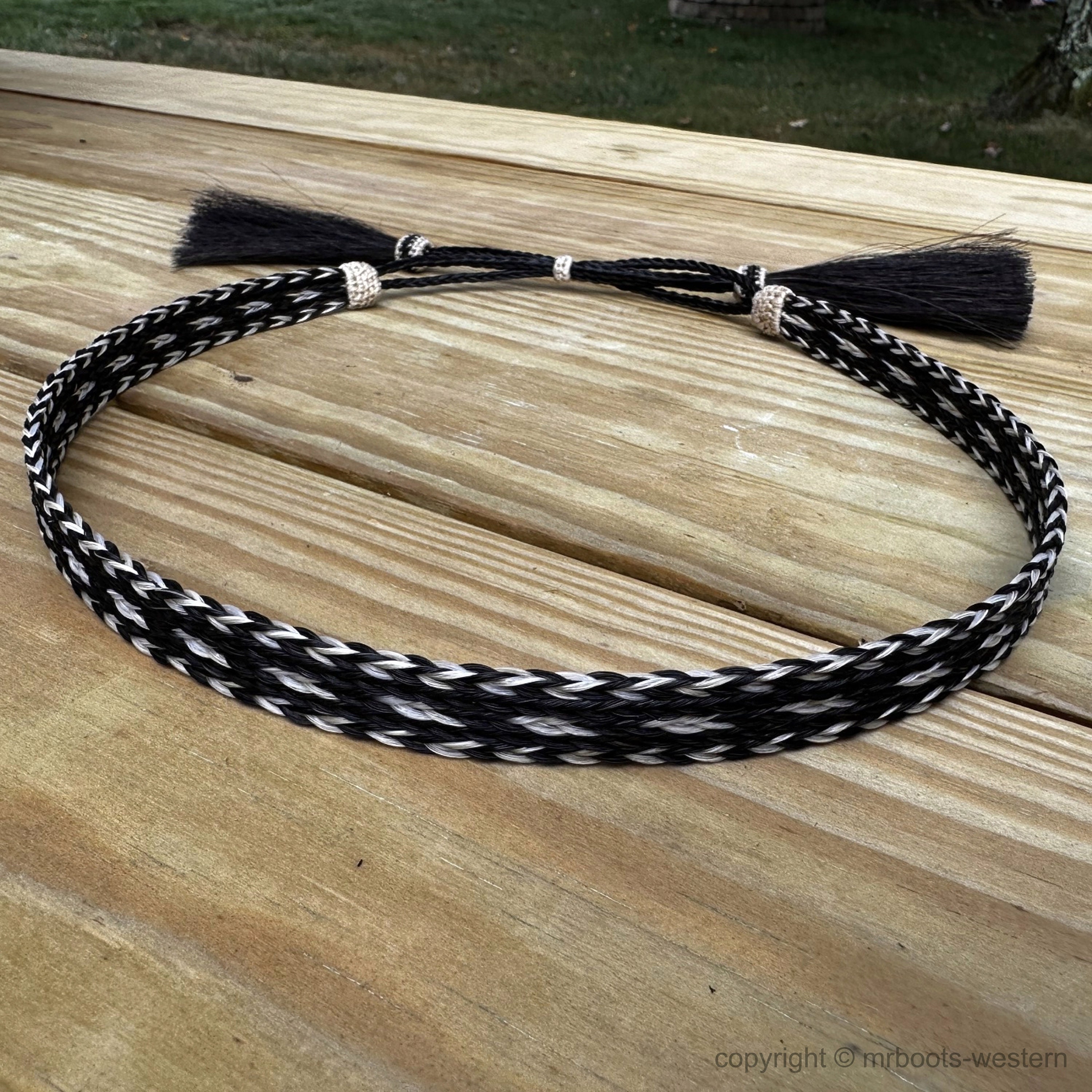AU-HH05-02 Horse Hair Hat Band Five Strand Black/natural/black With ...
