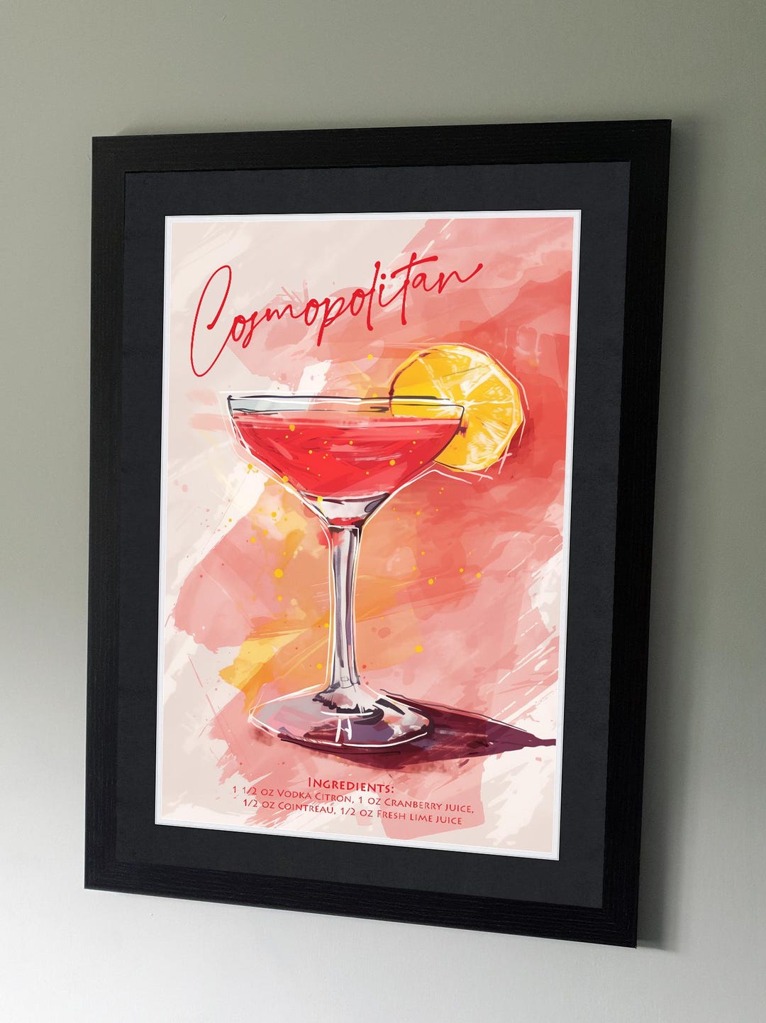 Cosmopolitan Cocktail Poster - Classic Cocktails - Vodka - Cointreau ...