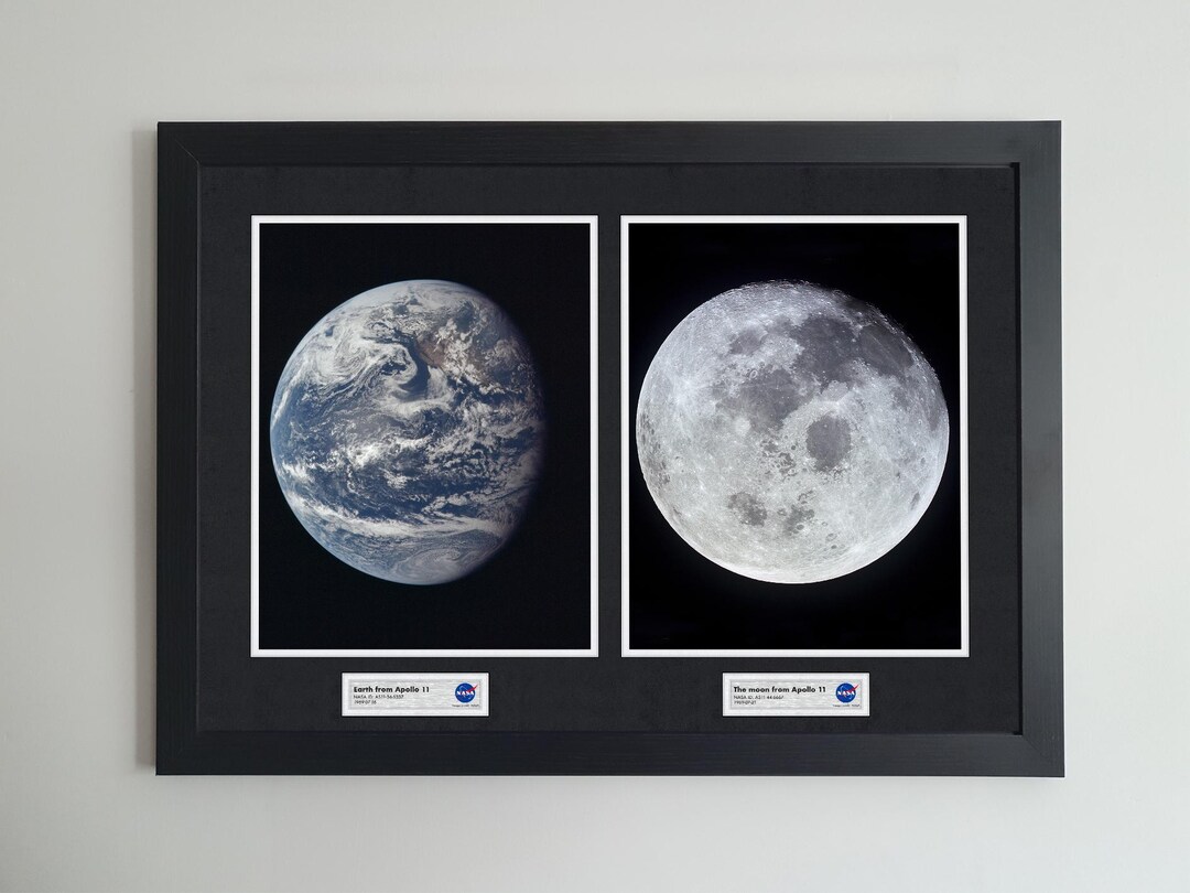 Earth and Moon Poster - Apollo 11 - Space - Astronomy - Printed Double ...