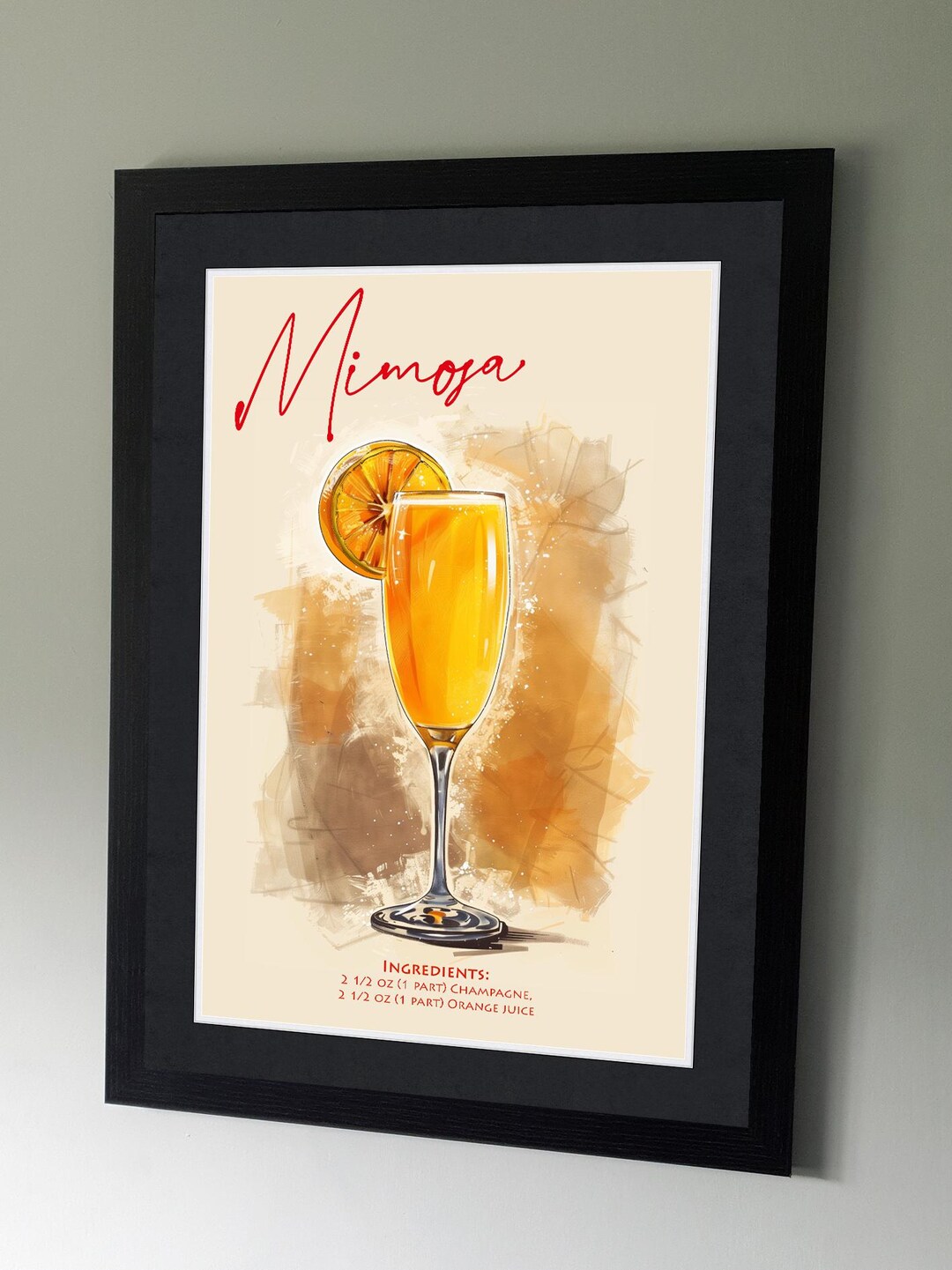 Mimosa Cocktail Poster - Classic Cocktails - Champagne - Orange Juice ...