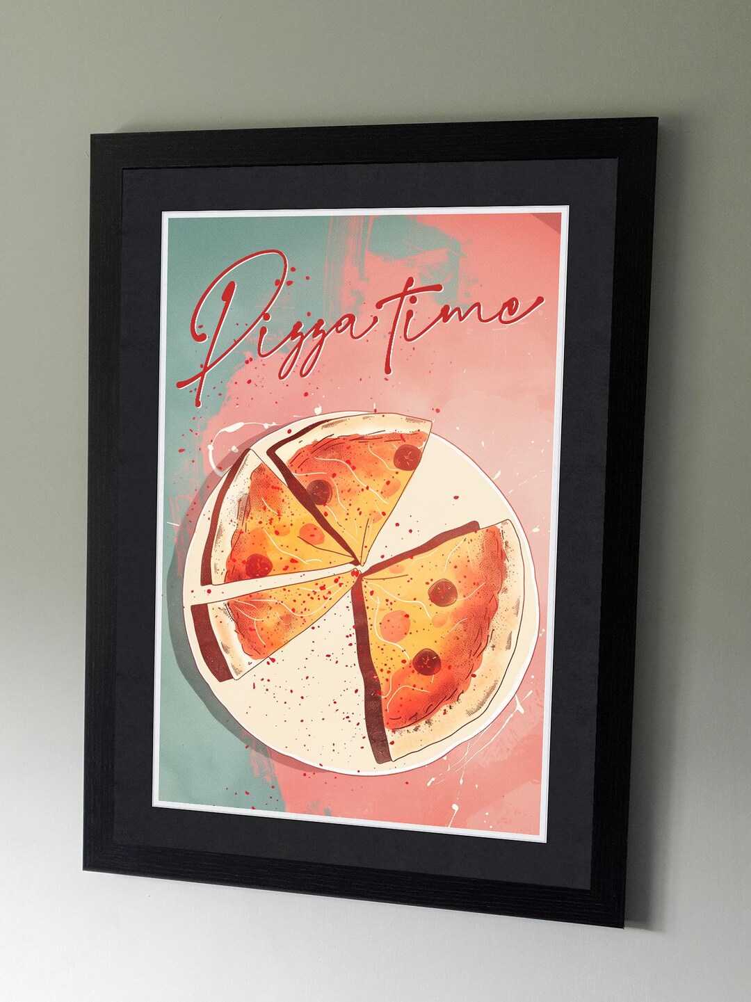 Pizza Time Poster - Italian Pizza Artwork - Traditional - Kitchen Food ...