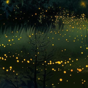 Fireflies at Twilight Poster - Lightning Bugs Artwork - Glowworms Art ...