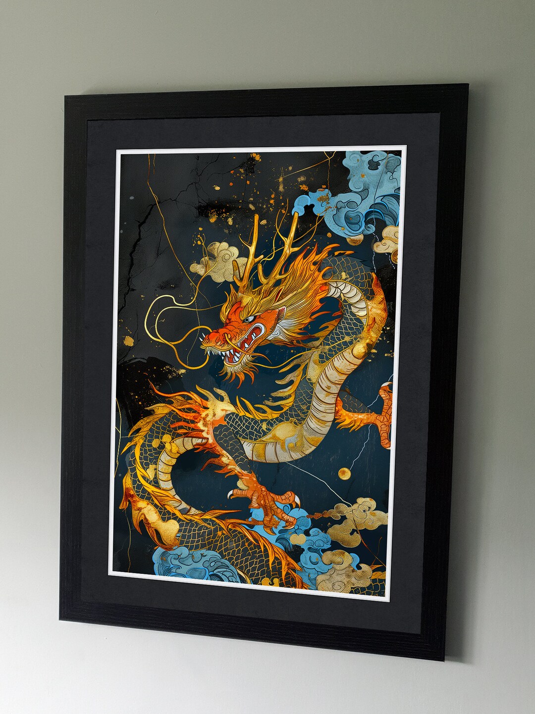 Japanese Dragon Kintsugi Design Abstract Poster Wall Art - Etsy