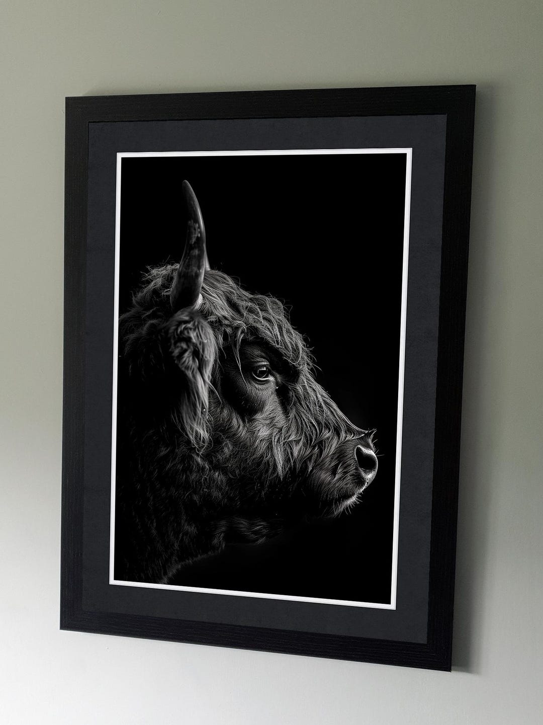 Highland Cow - Cattle - Portrait - B&W Wildlife Photography Poster ...