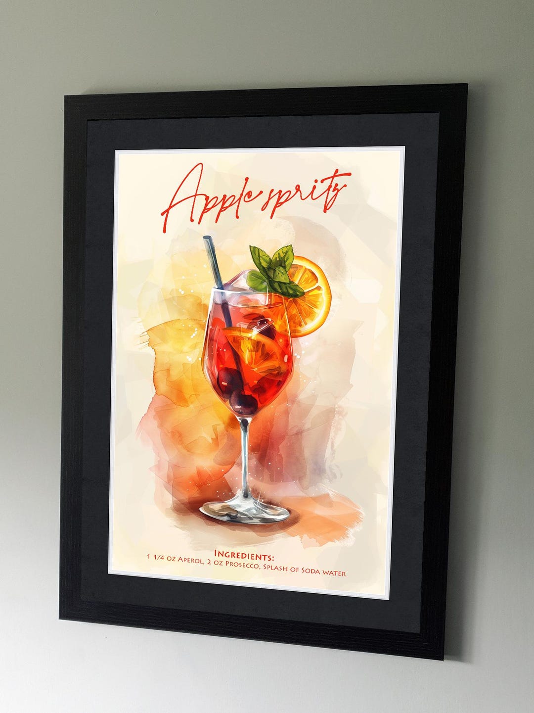 Apple Spritz Cocktail Poster - Classic Cocktails - Spritzer ...