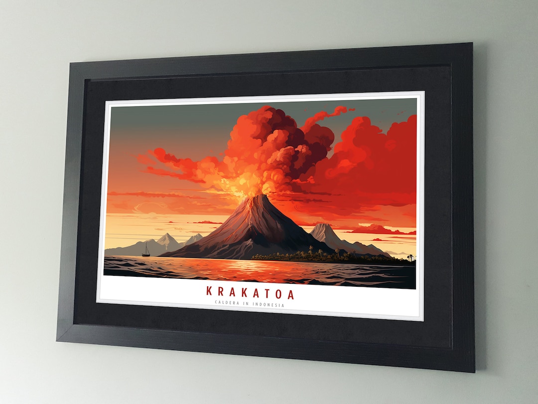 Krakatoa Volcano - Indonesia - Travel Poster - Etsy