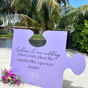 Puzzle Welcome Sign, Unique Wedding Welcome Sign, Entrance Sign, Large ...