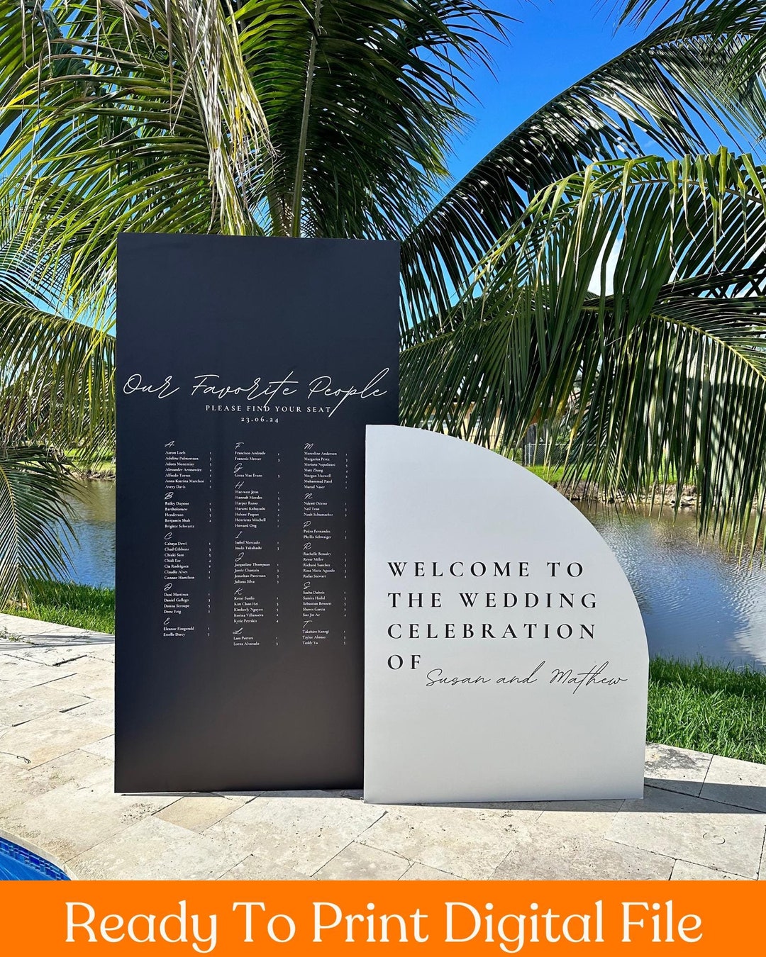 Custom Large Digital Seating Chart, Ready to Print, Personalized Black ...