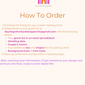 Custom Large Digital Seating Chart, Ready to Print, Personalized Black ...