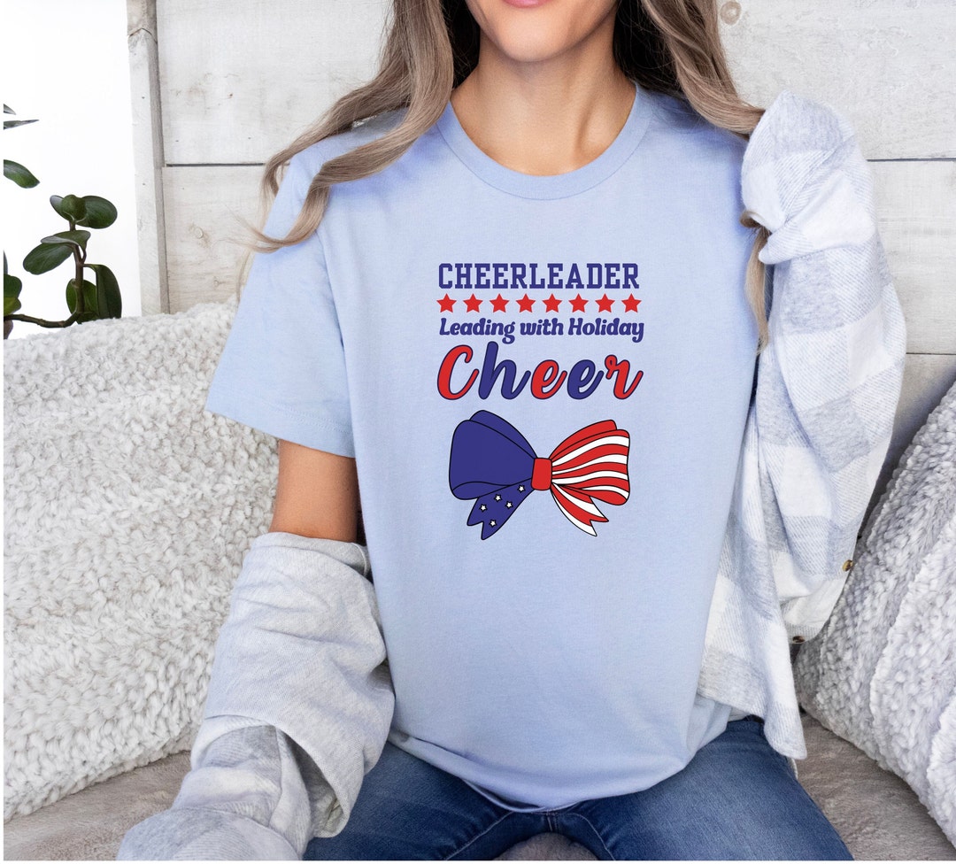 Cheerleader Coquette American Flag Bow Tshirt, Cheer Fourth of July ...