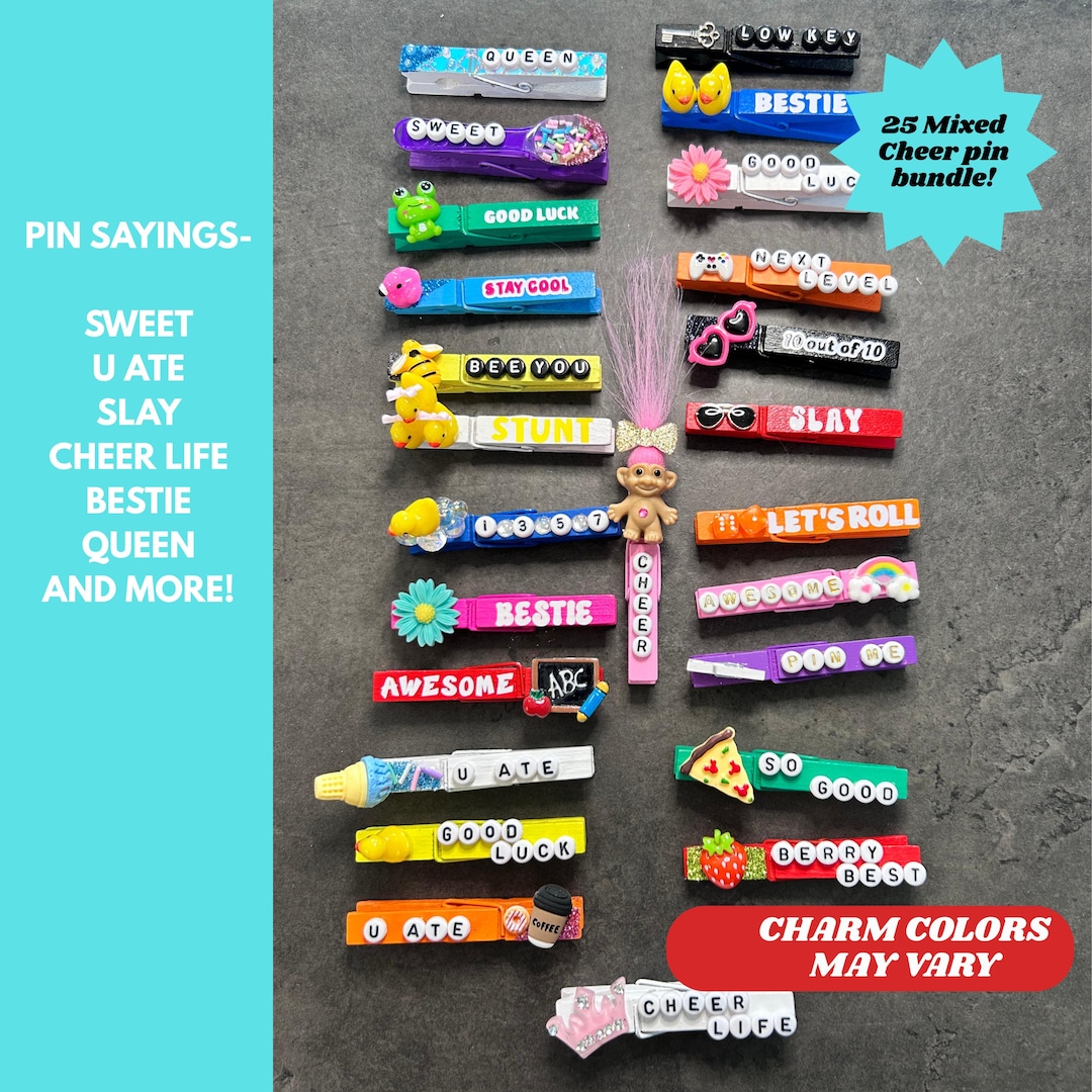 25 Cheer Mixed Pins Bundle, Cheerleading Team Bonding Backpack Gift ...
