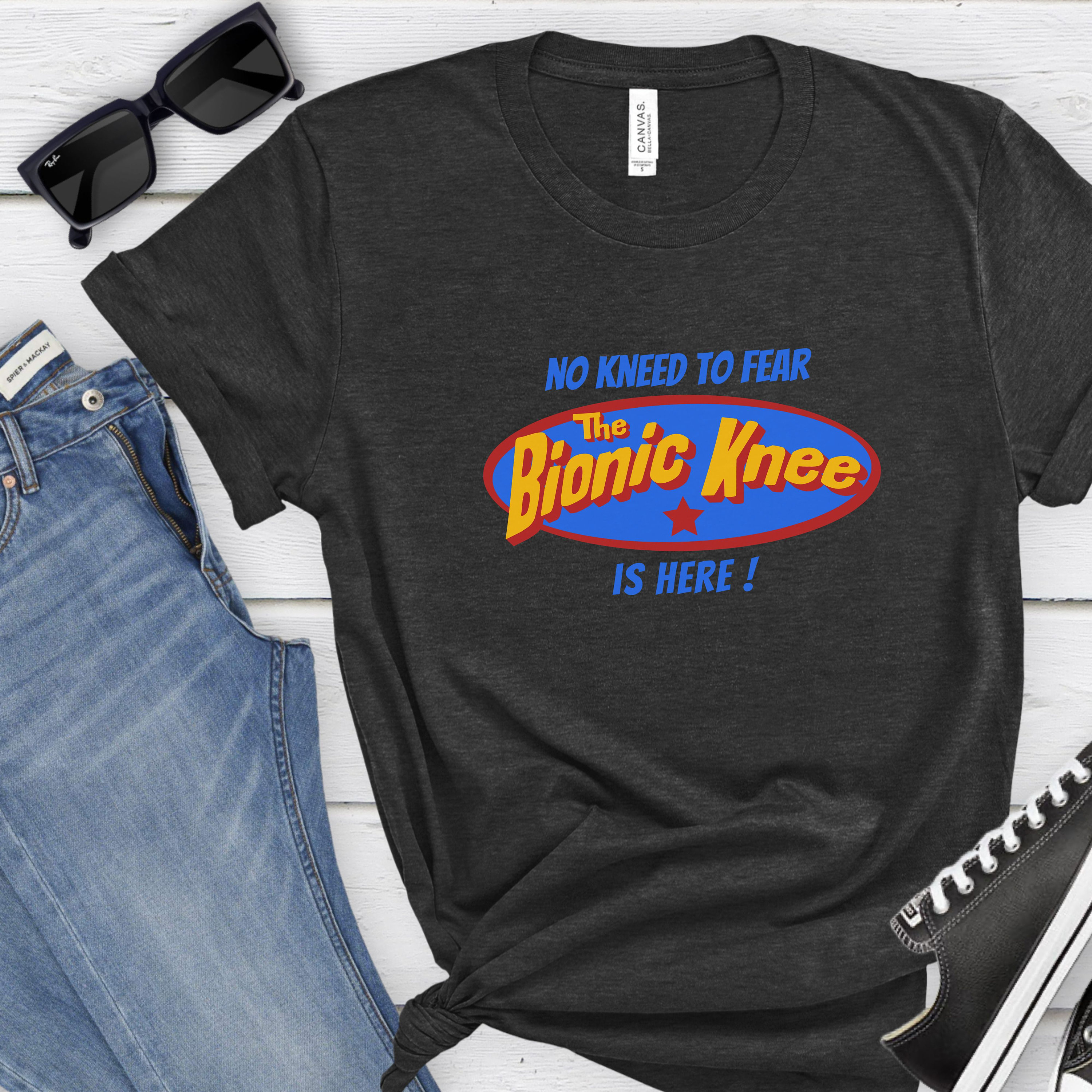 Unisex Hilarious Superhero Bionic Knee Replacement Surgery Shirt ...