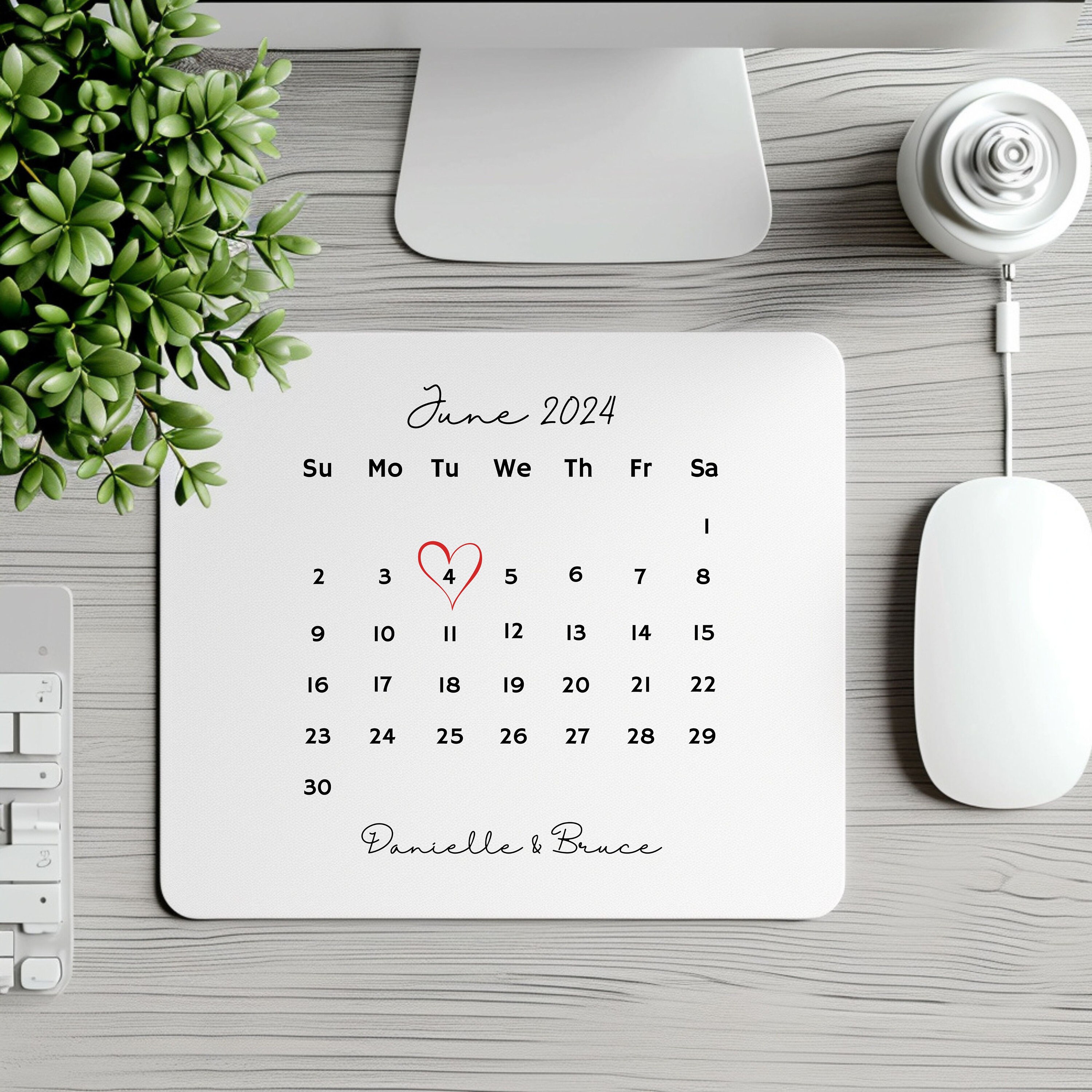 Personalized Office Decor Save the Date Calendar Mousepad, Bride to Be ...