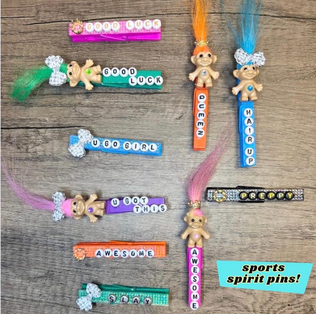 Troll Hair Clothes Pin Cheer Clip, Cheerleading Comp Clip, Volleyball ...