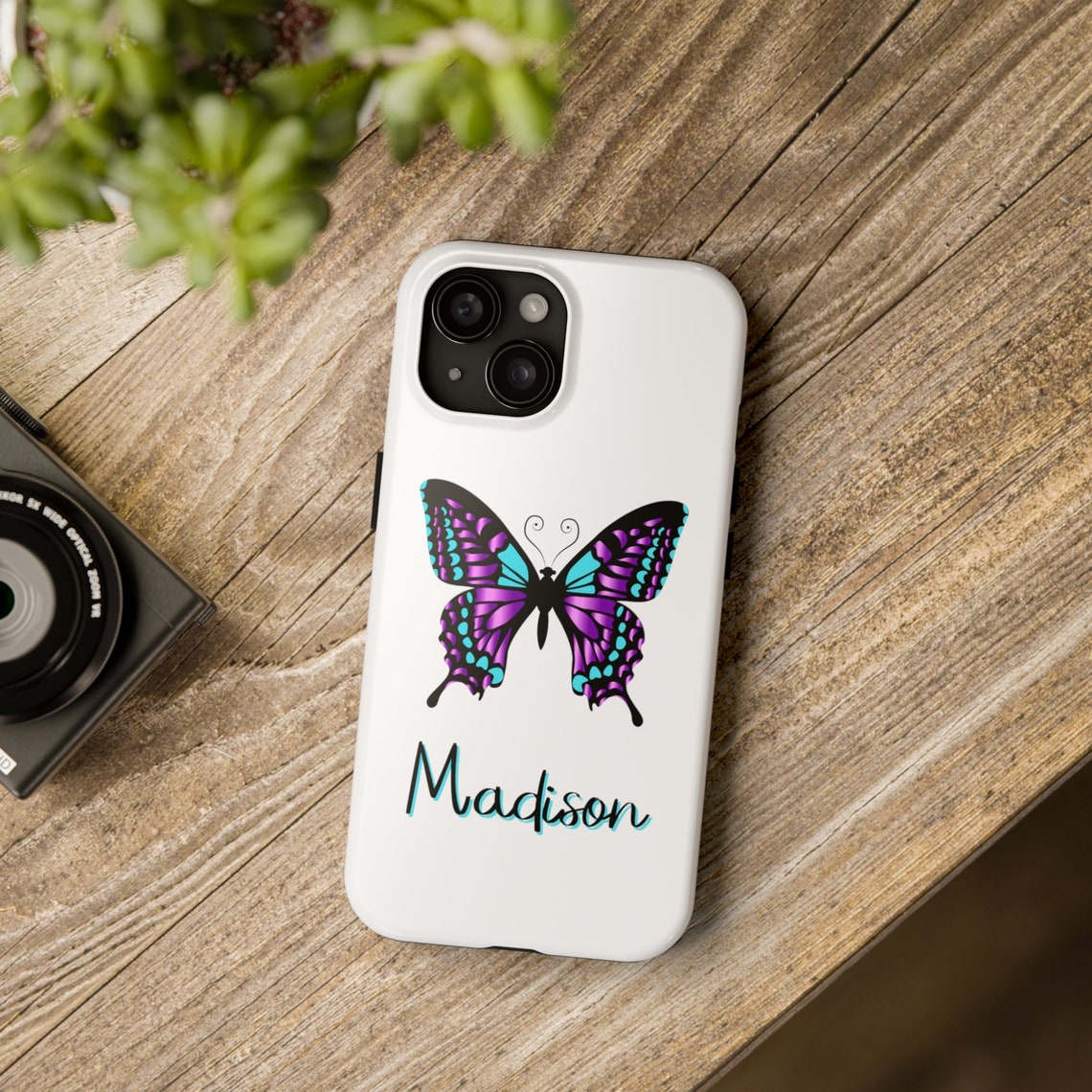 Personalized Custom Butterfly iPhone Case Purple & Teal Butterfly Phone ...