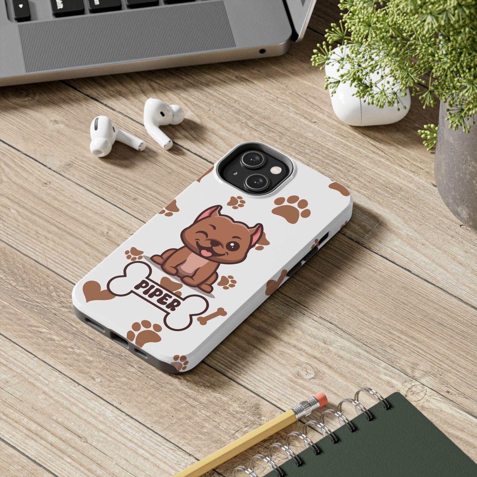 Pitbull iPhone Case, Personalized Cartoon Pittie Name Dog Mom Gift ...