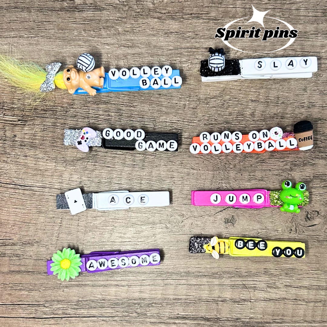 Volleyball Team Spirit Pins: Handmade Wooden Clothes Clips, Set of 8 - Etsy