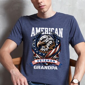 Custom Veteran Dad American Flag T-shirt, Fourth of July Grandpa or Papa Gift, Army or Navy ...