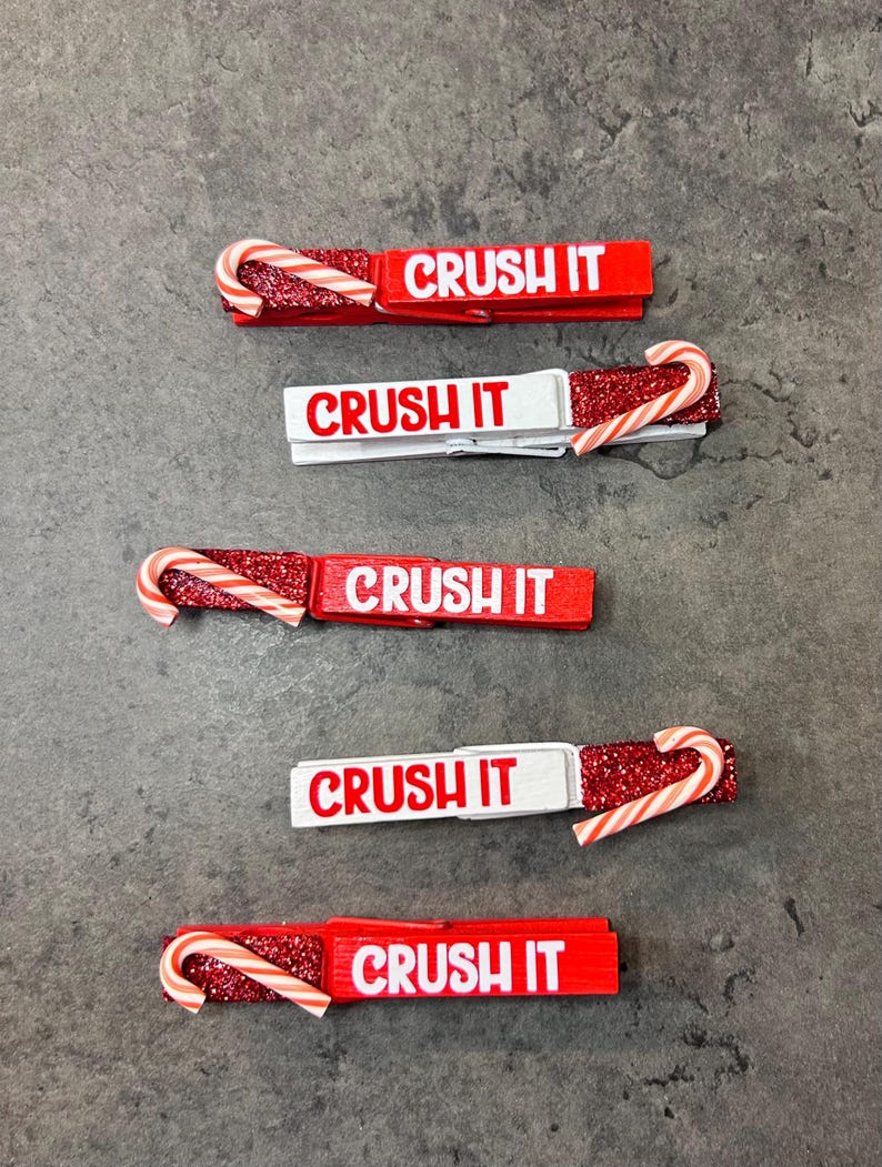 Crush It Candy Cane Sport Clip & Cheer Pin, Christmas Volleyball ...