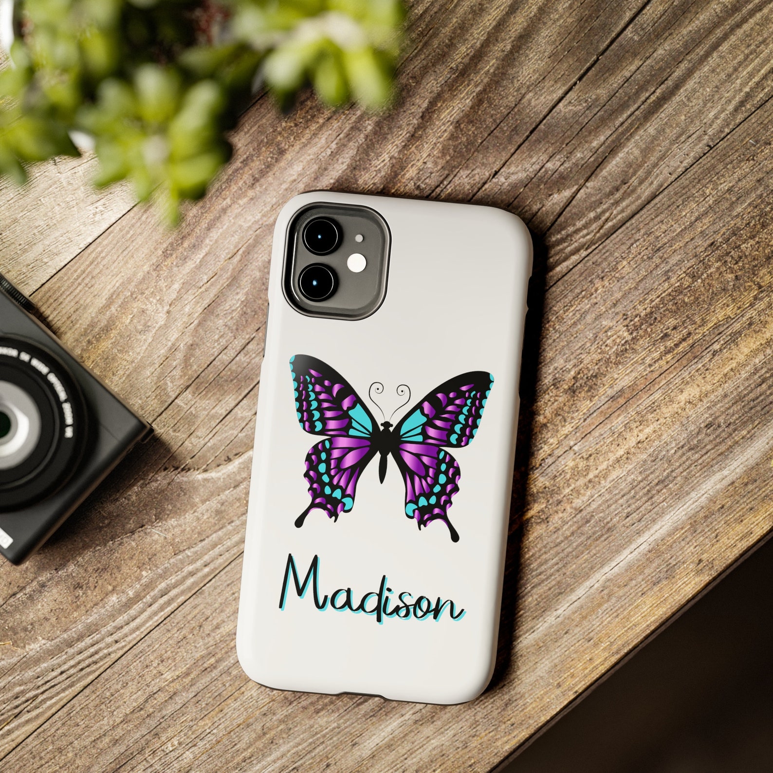Personalized Custom Butterfly iPhone Case Purple & Teal Butterfly Phone ...