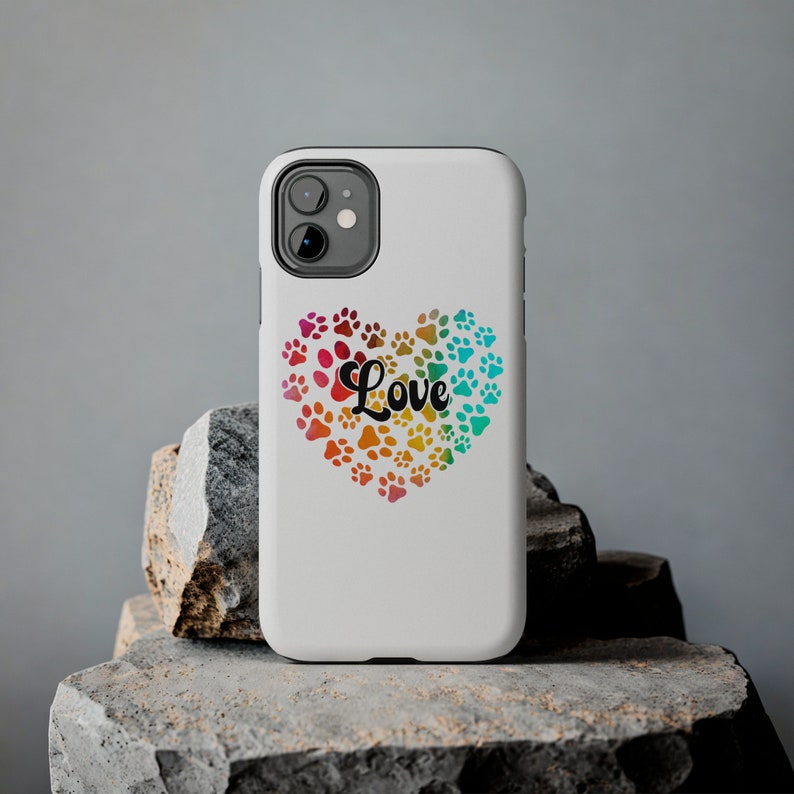 Paw Print Love iPhone Case Rainbow Dog Lover Case Cat Lover Gift Dog ...