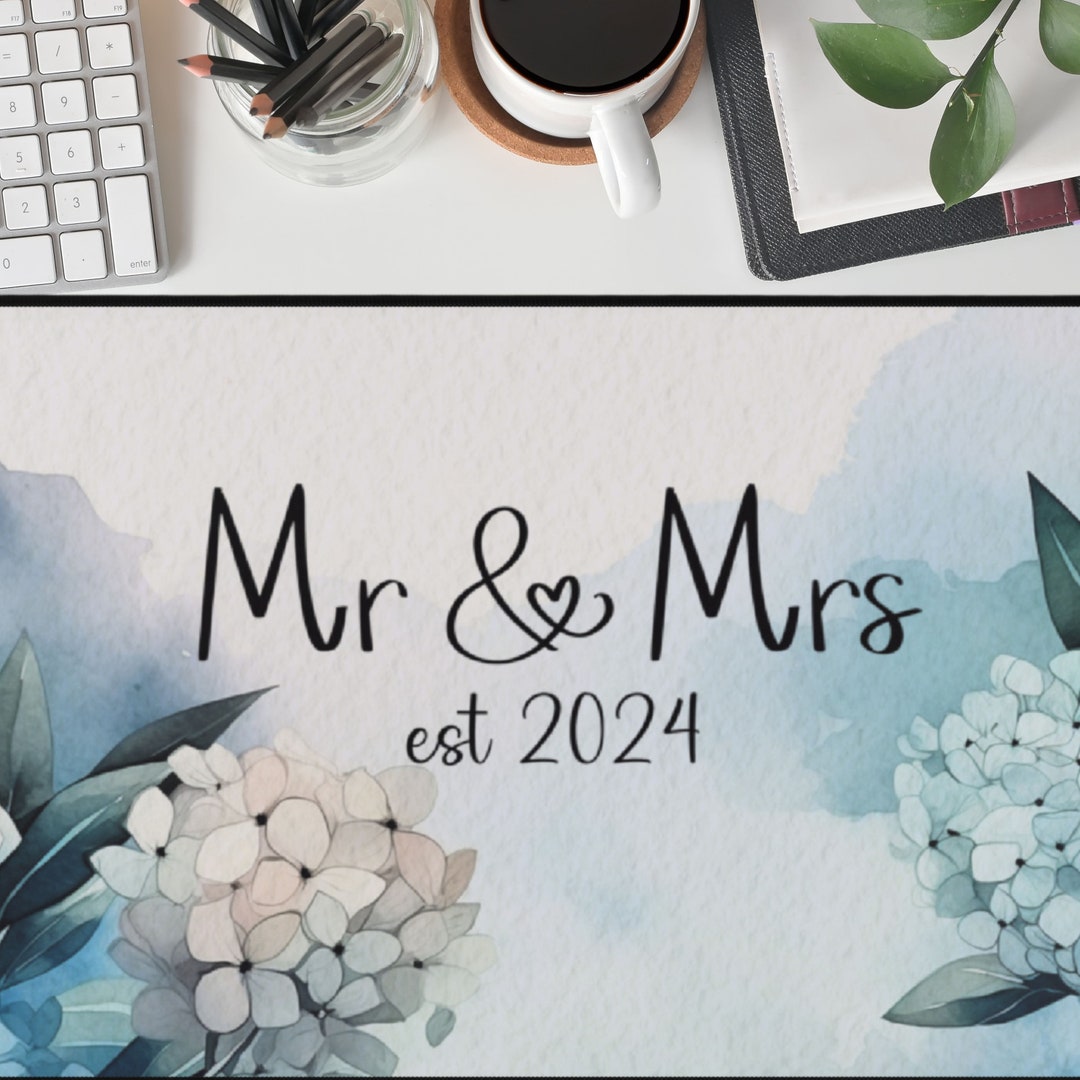 Future Mr & Mrs Floral Desk Mat Gift for Her Newlywed 2024 Computer ...