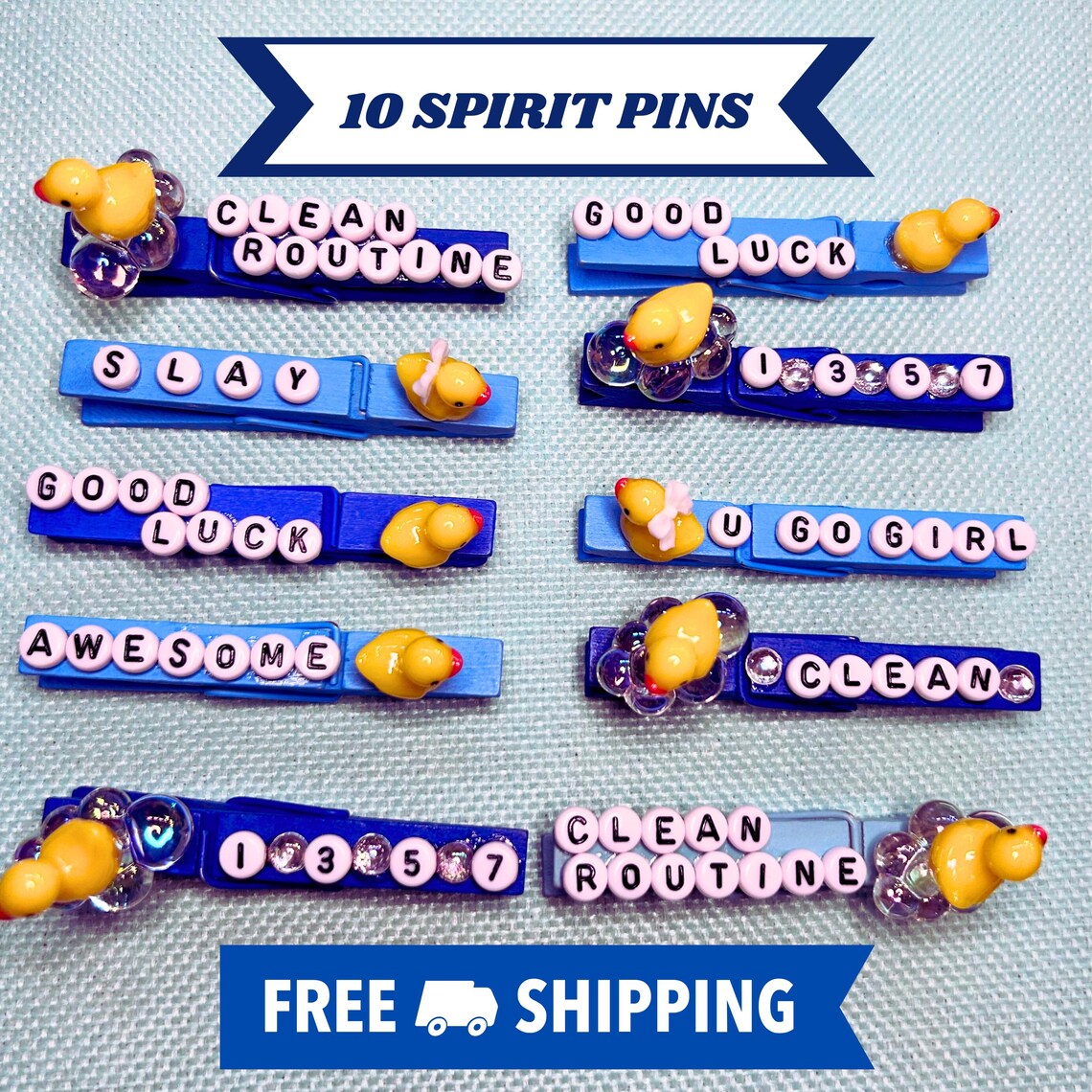 10 Clean Bubble Duck Cheer Pins, Cheer Comp Backpack Positivity Team ...