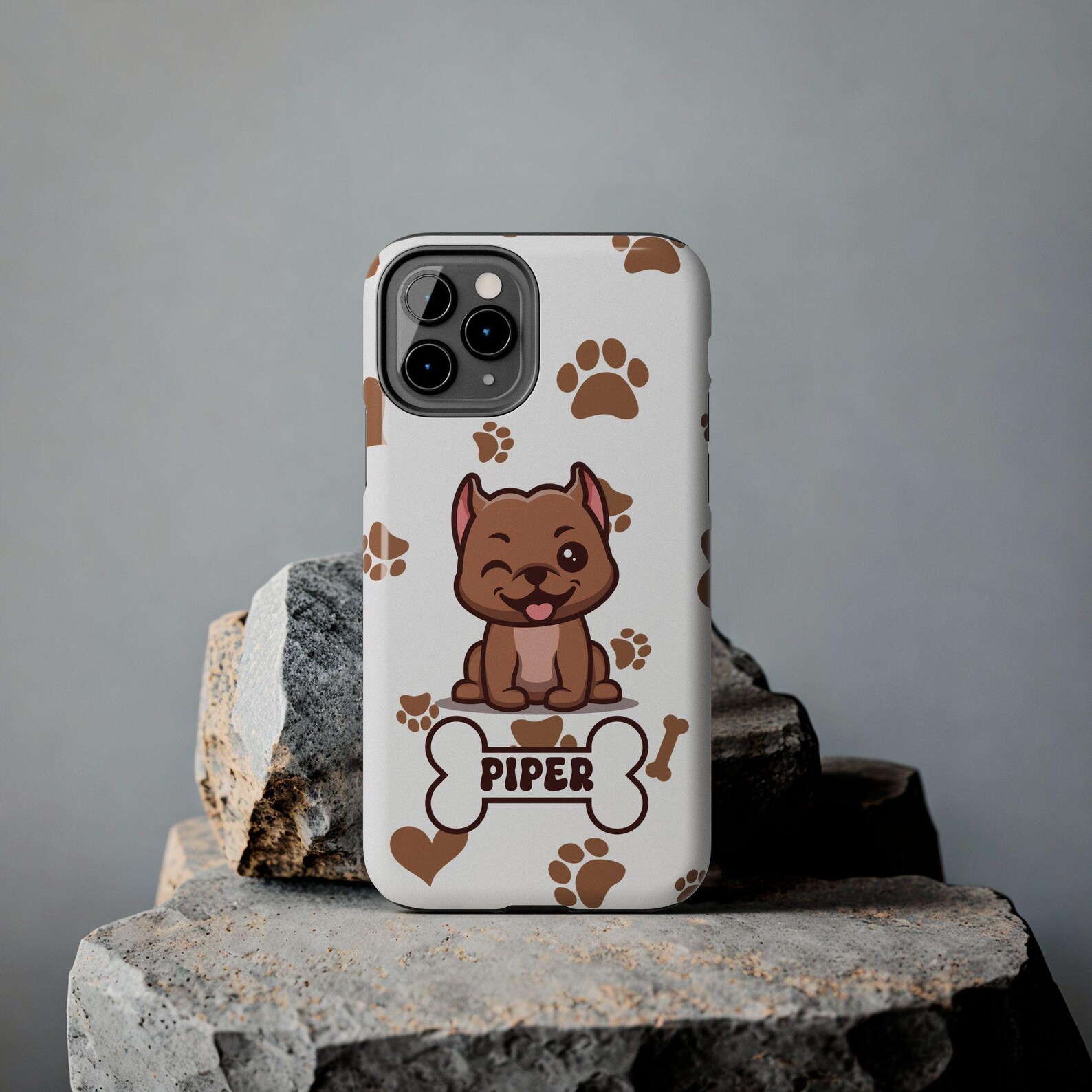 Pitbull iPhone Case, Personalized Cartoon Pittie Name Dog Mom Gift ...