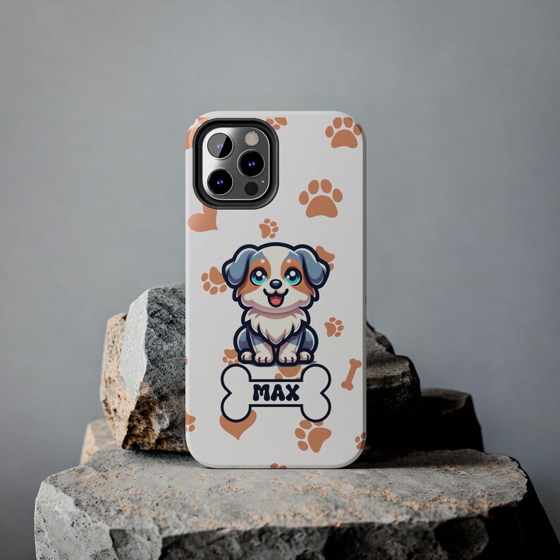 Personalized Australian Shepherd iPhone Case, Cartoon Aussie Name Dog ...