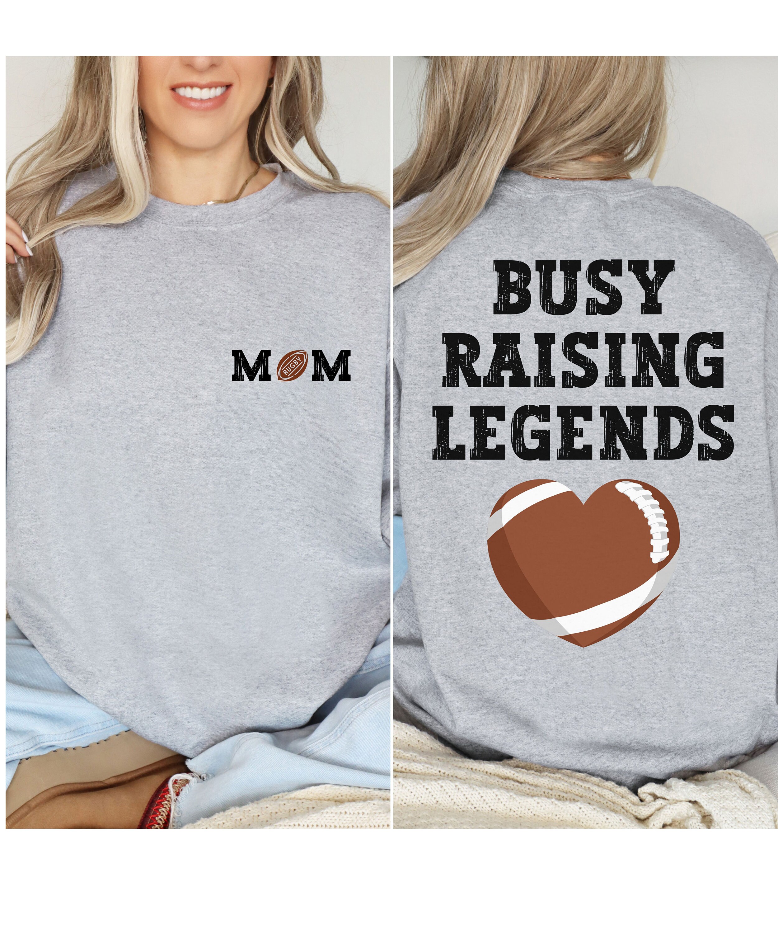 Rugby Mom Sweatshirt, Busy Raising Legends, Rugby Heart, Mom Shirt ...