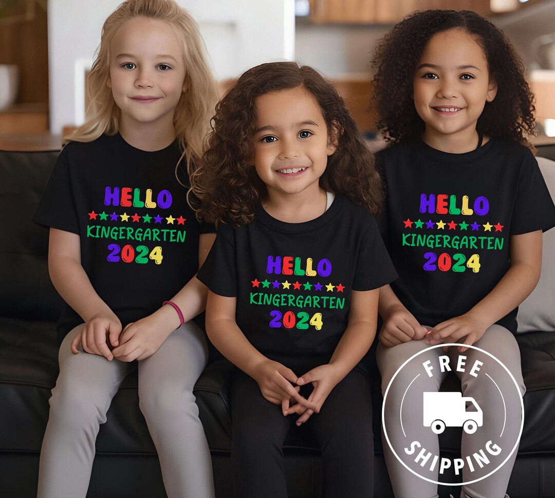 Kids Hello Kindergarten 2024 T-shirt, First Day Gift, Meet and Greet ...